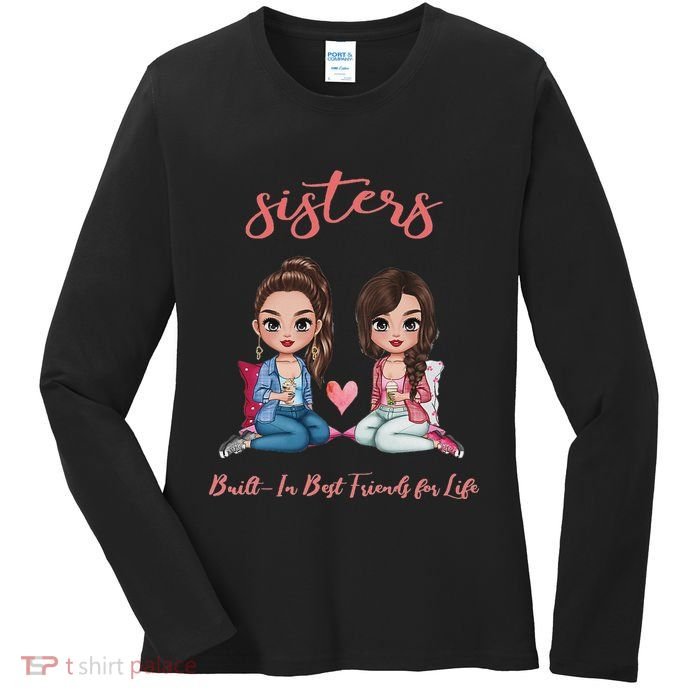 2 Sisters Anime Chibi Built In Best Friends For Life Ladies Long Sleeve ...