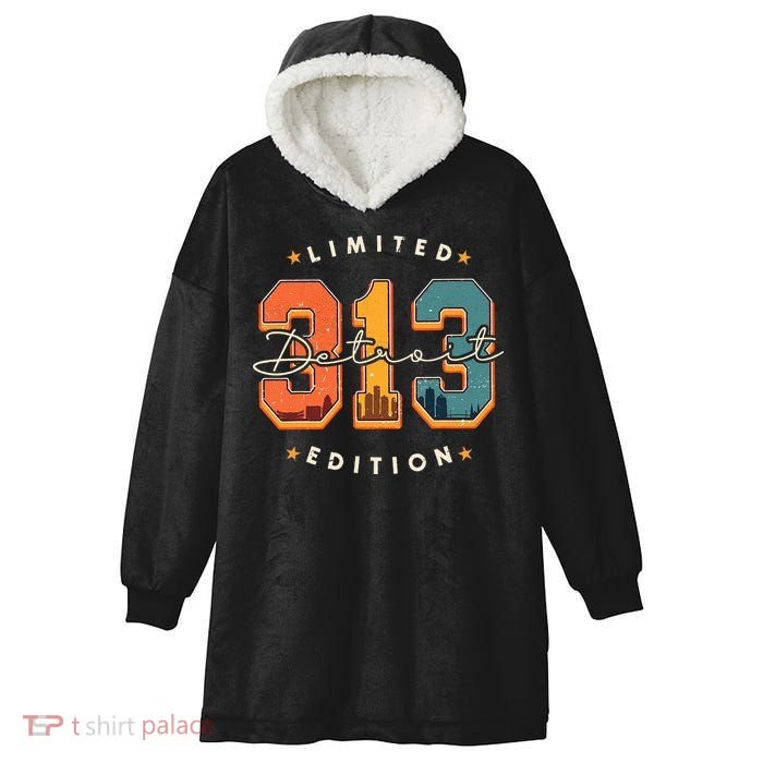 313 Detroit Area Code Skyline Hooded Wearable Blanket | TShirtPalace