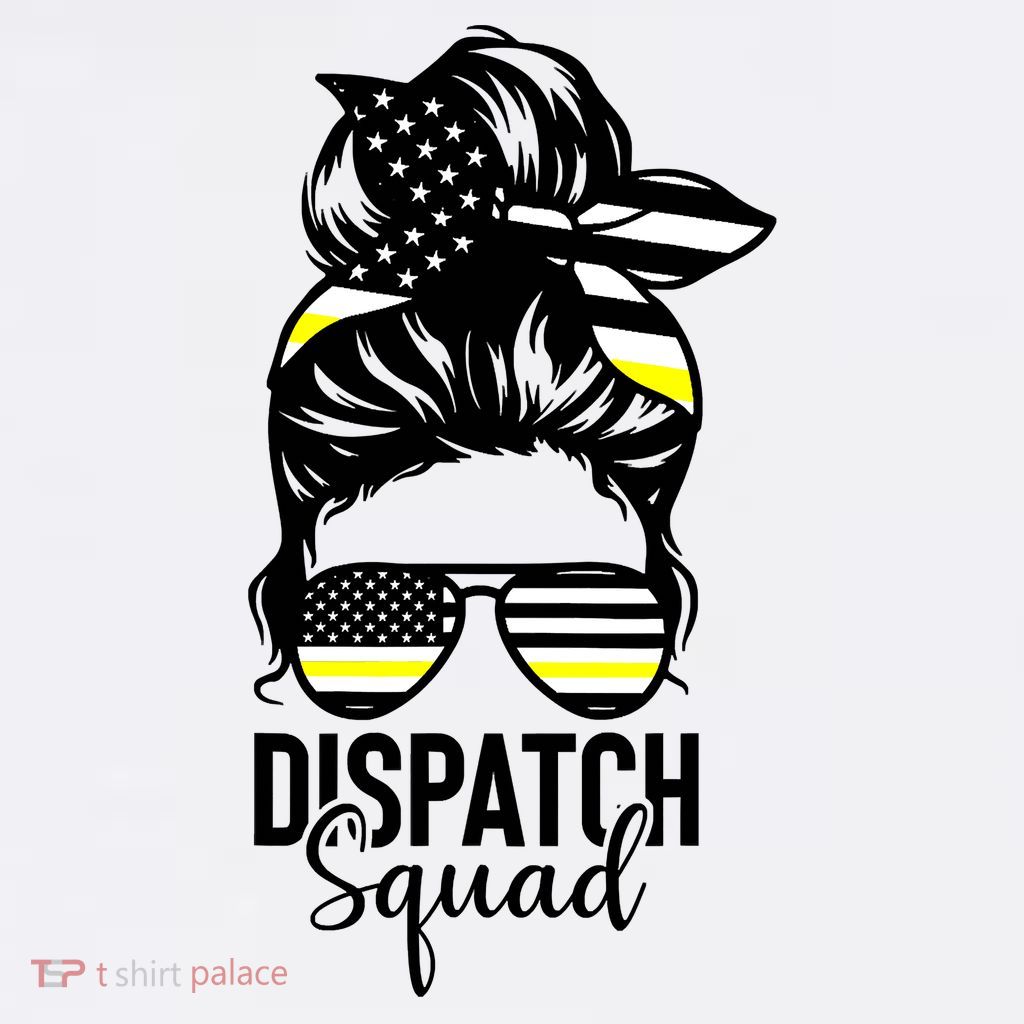 911 Dispatcher Week Dispatch Squad American Flag Messy Bun Women's ...