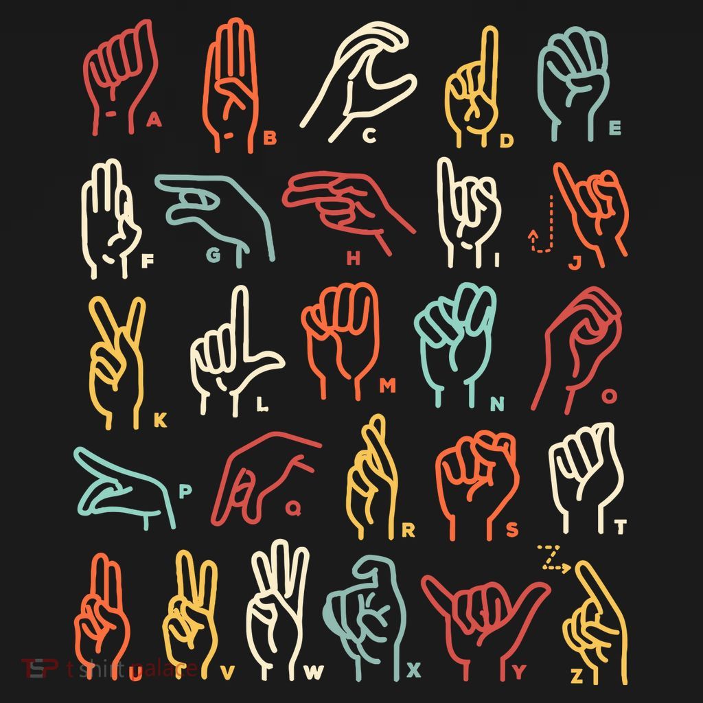Asl Abc American Sign Language Alphabet Retro Deaf Awareness Polo ...