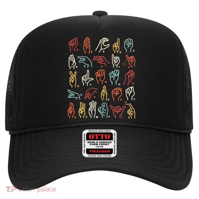 Asl Abc American Sign Language Alphabet Retro Deaf Awareness Trucker ...