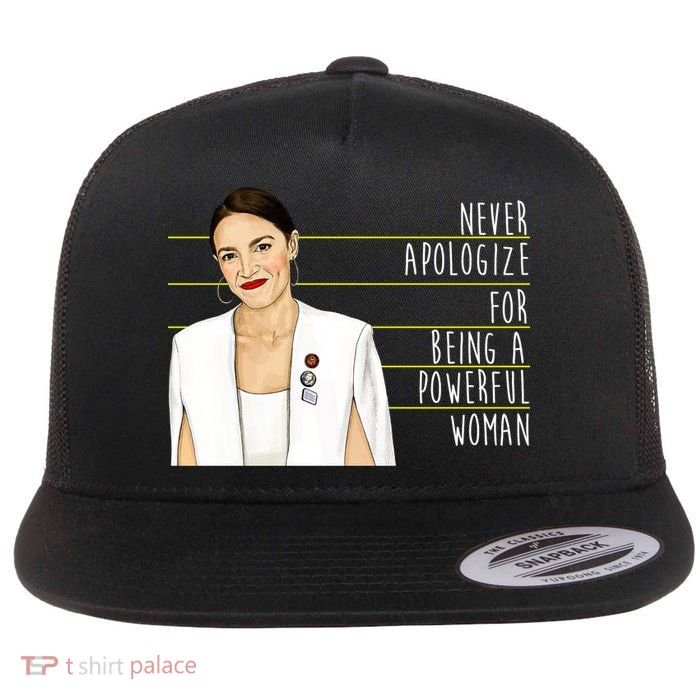 AOC Alexandria Ocasio Cortez Powerful Woman Quote Flat Bill Trucker Hat ...