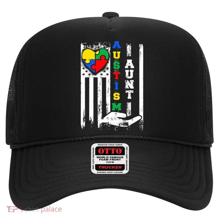 Autism Aunt US Flag Trucker Hat | TShirtPalace