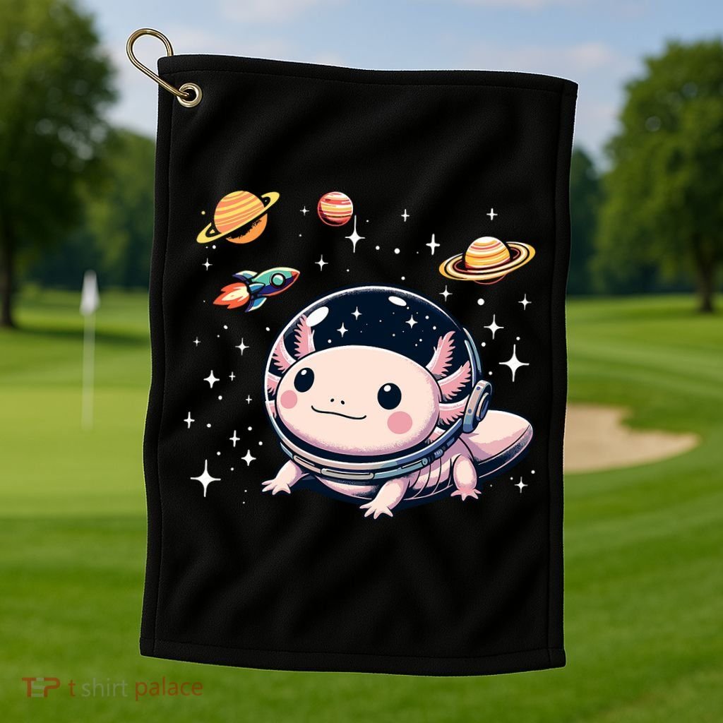 Axolotl Kawaii Cute Axolotls Astronaut Planets Space Golf Towel ...