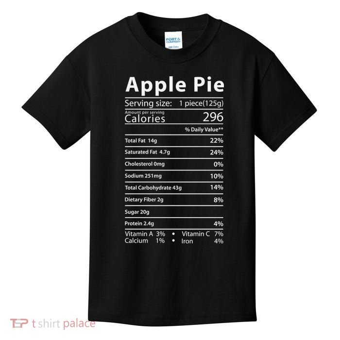 Apple Pie Nutrition Facts Label Costume Thanksgiving Kids T-Shirt ...