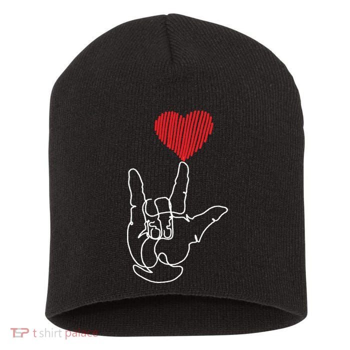 American Sign Language ASL Love Short Acrylic Beanie | TShirtPalace