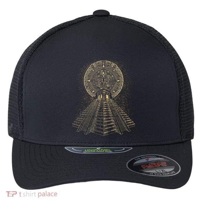 Ancient Sacred Mayan Aztec Calendar Pyramid Geometry Flexfit Unipanel ...
