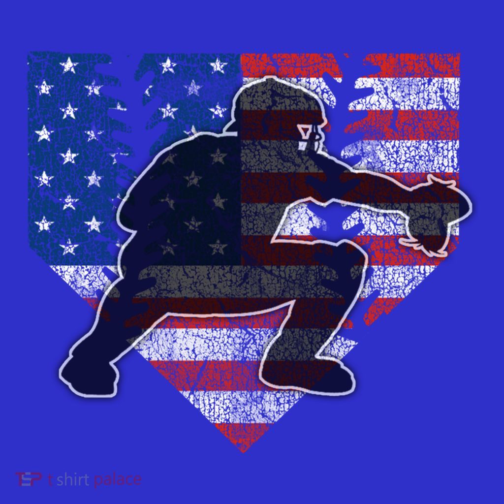 Baseball Catcher American Flag Home Plate Cute Gift Hoodie | TShirtPalace