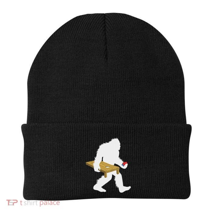 Bigfoot Cornhole Sasquatch Cryptid Bag Tossing Game Beanie | TShirtPalace