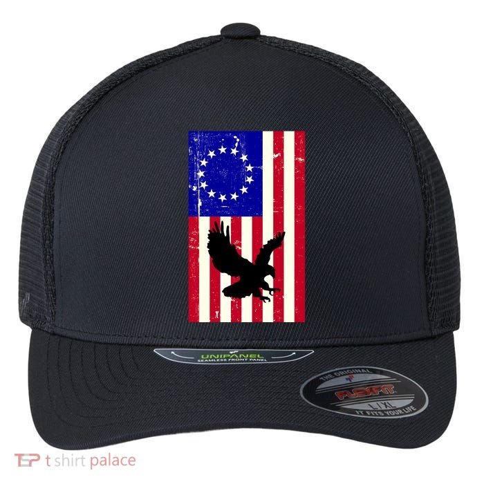 Betsy Ross 4th Of July American Flag Flexfit Unipanel Trucker Cap ...