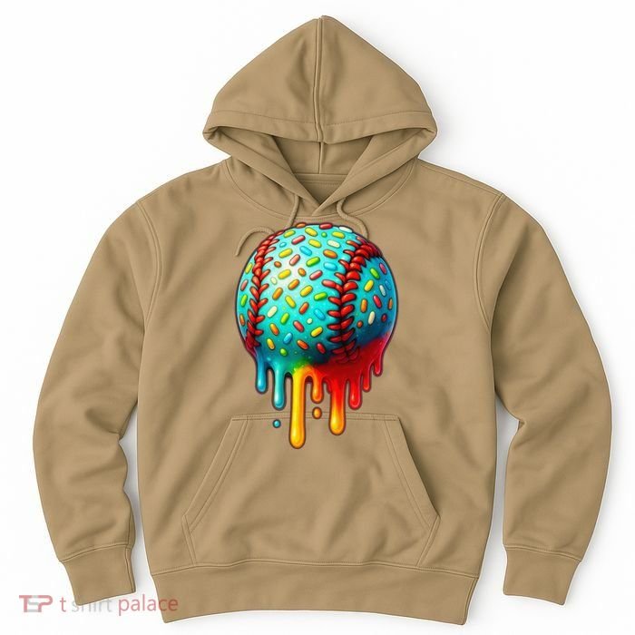 Baseball Ice Cream Dripping Baseball Home Plate Drip Hoodie | TShirtPalace
