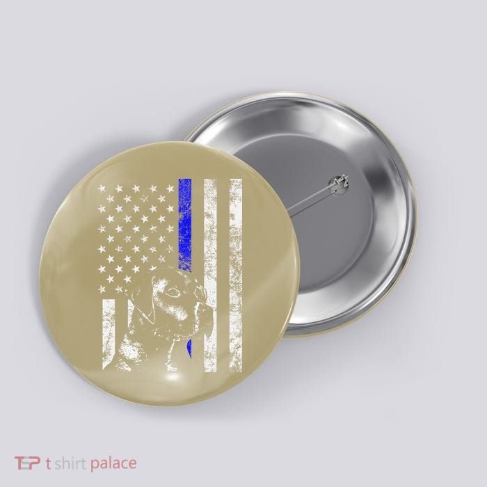 Blue Line Flag K9 Labrador Retriever Police Dog Button
