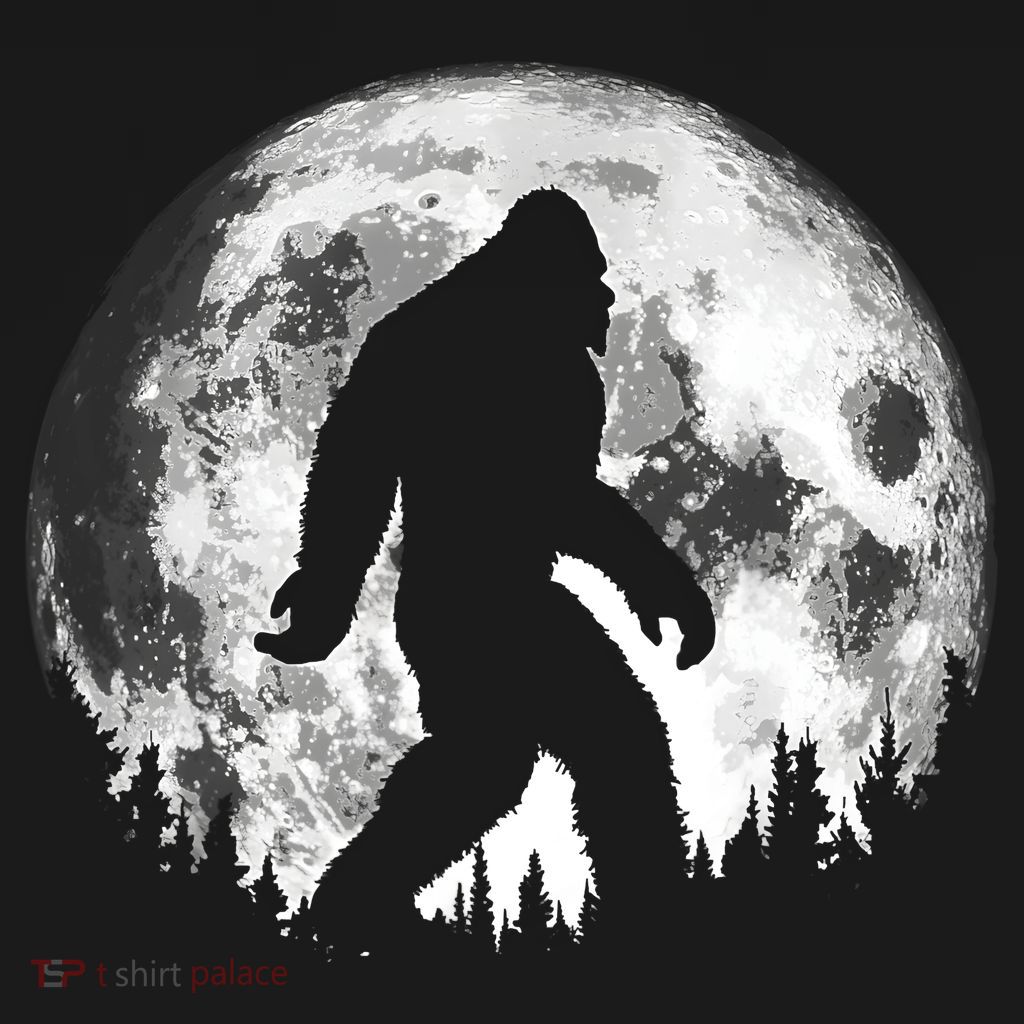Bigfoot Night Stroll! Cool Full Moon Night & Trees Sasquatch Sweatshirt ...