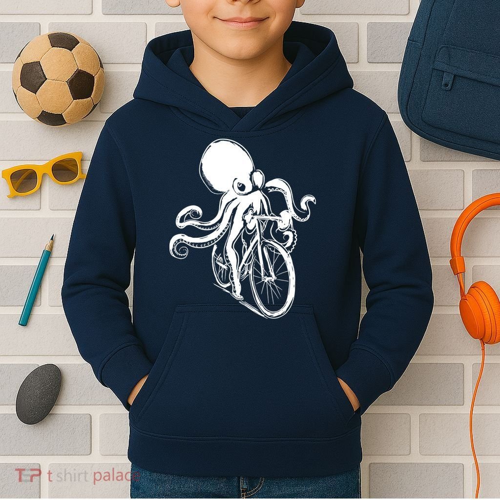 Bicycle Octopus Art Cyclist Kids Hoodie | TShirtPalace