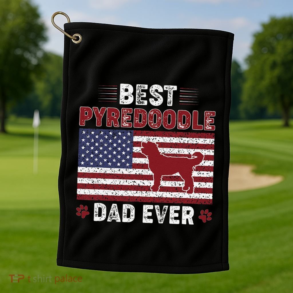 Best Pyredoodle Dad Ever American Flag Dog Dad Platinum Collection Golf ...