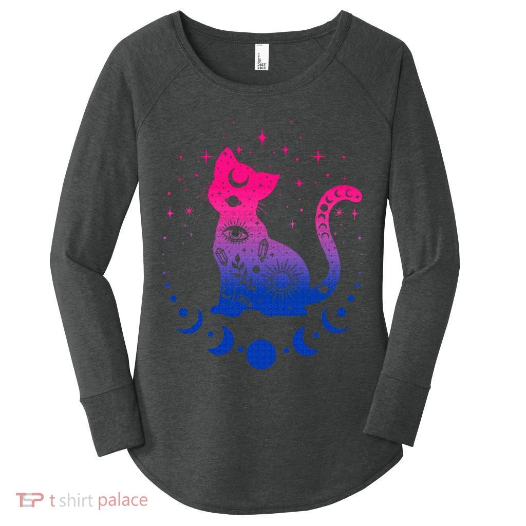 Bisexual pride flag colors astronomy cat Women's Perfect Tri Tunic Long ...