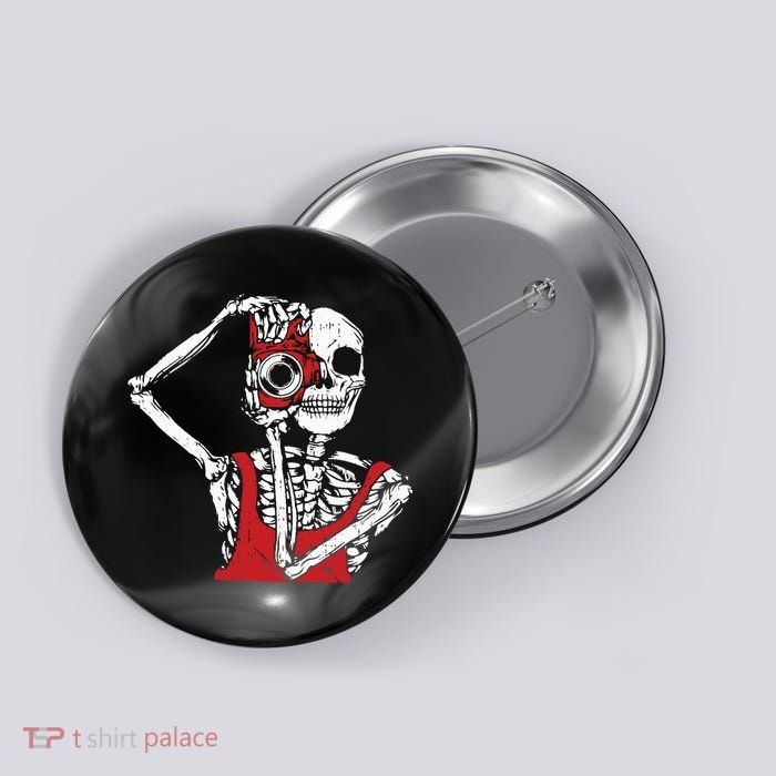 Bone Photographer Halloween Costume Skeleton Lover Button | TShirtPalace