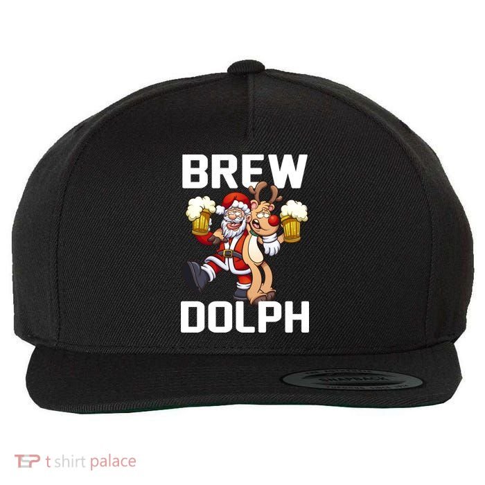 Brew Dolph Red Nose Reindeer Wool Snapback Cap | TShirtPalace