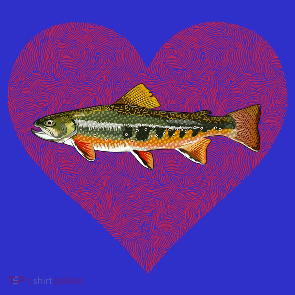 Brook Trout Valentines Day Fish Love Fingerprint Funny Gift Button ...