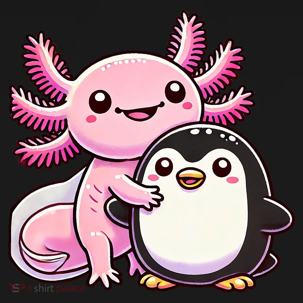 Cute Axolotl Hugging Penguin Backpack | TShirtPalace