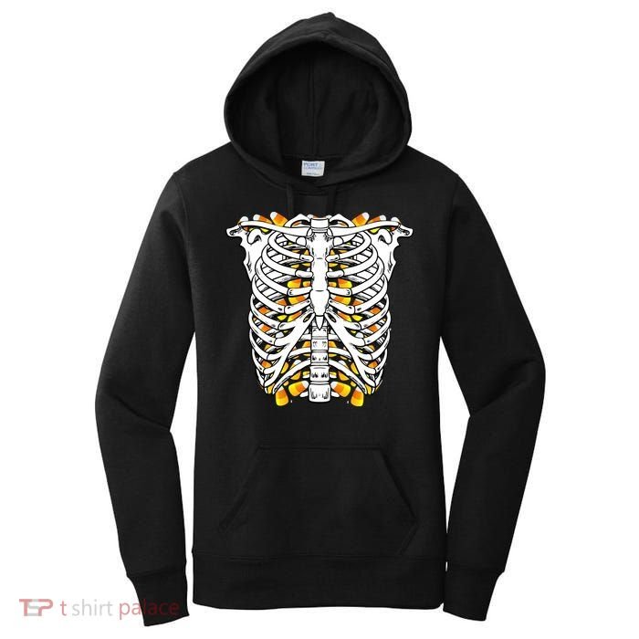 Candy Corn Skeleton Hallween Costume Women's Pullover Hoodie | TShirtPalace