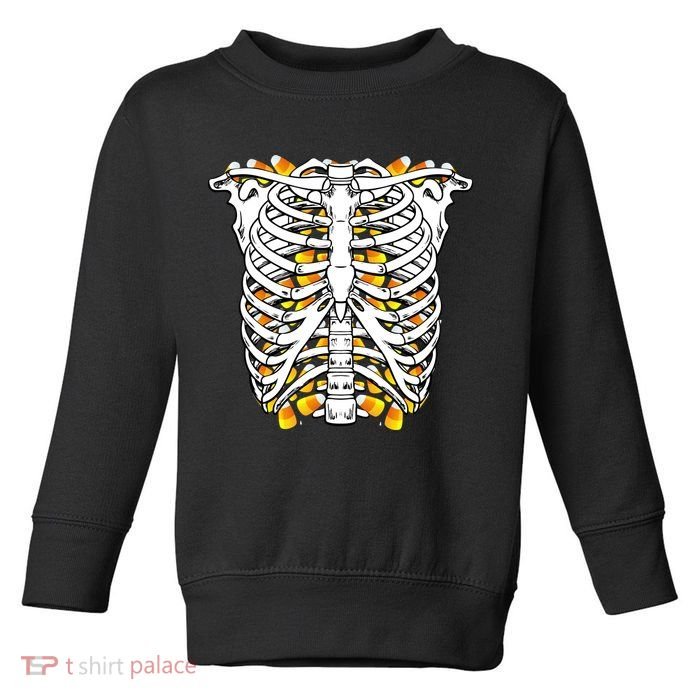 Candy Corn Skeleton Hallween Costume Toddler Sweatshirt | TShirtPalace
