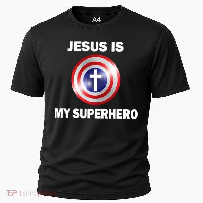 Captain Jesus Is My Superhero Cross Logo Cooling Performance Crew T ...