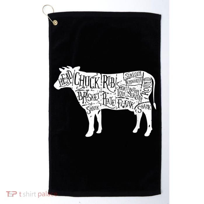 Cow Butcher Beef Cuts Diagram Platinum Collection Golf Towel | TShirtPalace