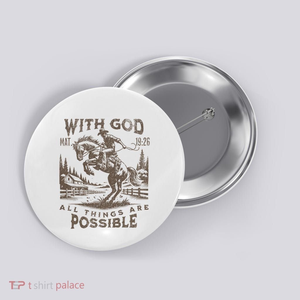 Cowboy Bible Scripture Verse Western Jesus For Faith Button | TShirtPalace