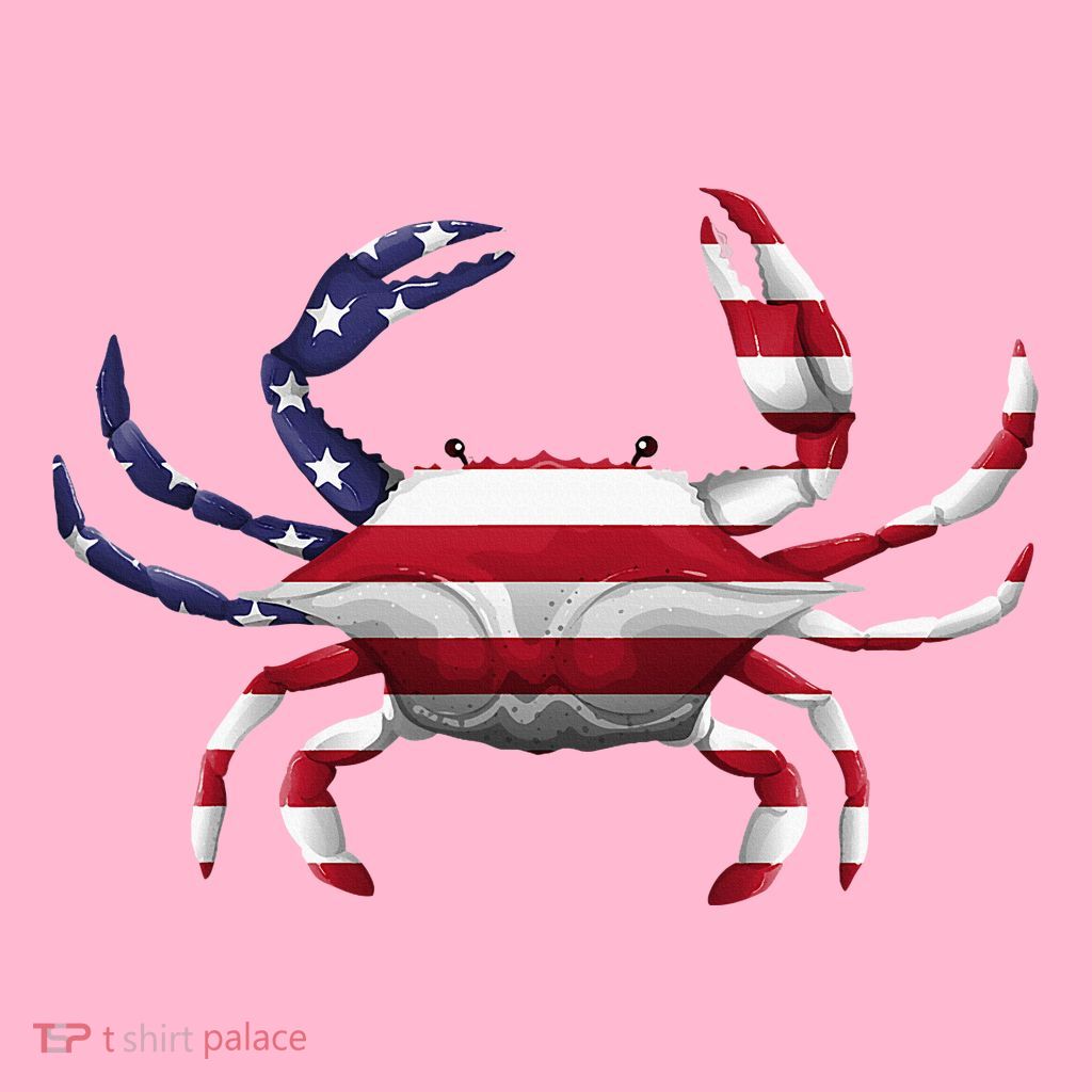 Cool Crab Flag Patriotic Crabbing Button | TShirtPalace