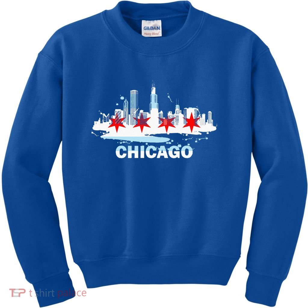 Chicago City Flag Downtown Skyline Chicago Skyline Kids Sweatshirt ...