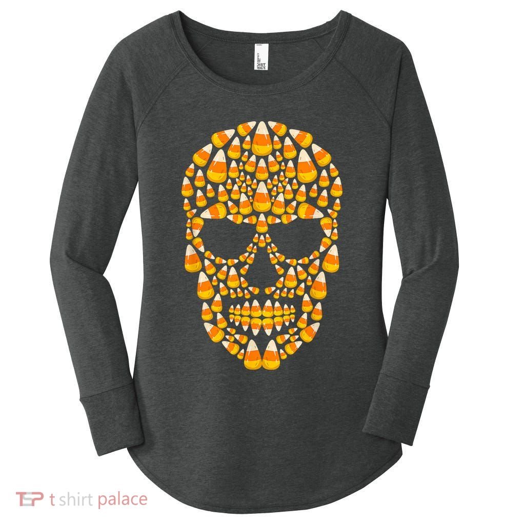 Candy Corn Skull Skeleton Halloween Funny Costume Women's Perfect Tri ...