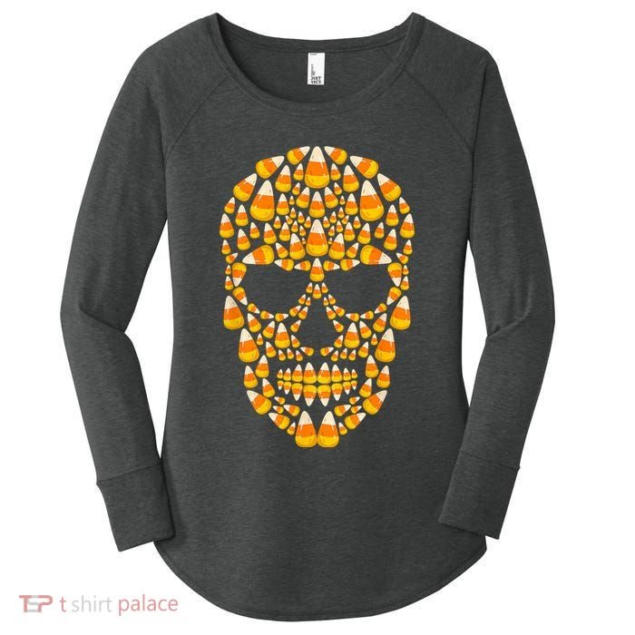 Candy Corn Skull Skeleton Halloween Funny Costume Women's Perfect Tri ...