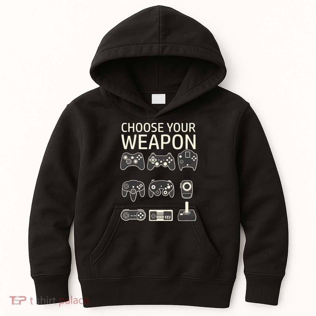 Choose Your Weapon Gaming Controllers Console Gamer Funny Kids Hoodie ...