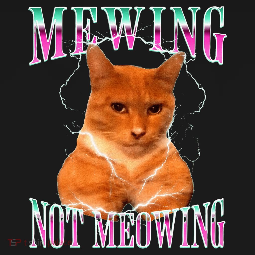 Cat Mewing Meme Mewing Not Meowing Kids Long Sleeve Shirt | TShirtPalace