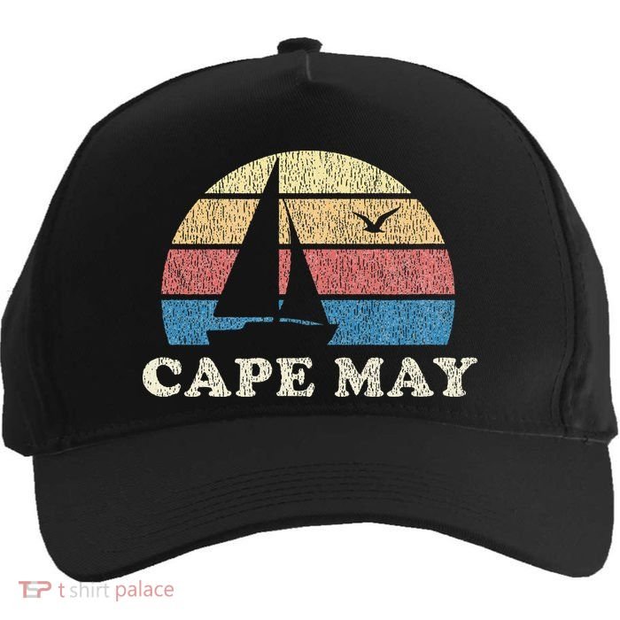 Cape May Nj Vintage Sailboat 70s Throwback Sunset Five-Panel Snapback ...