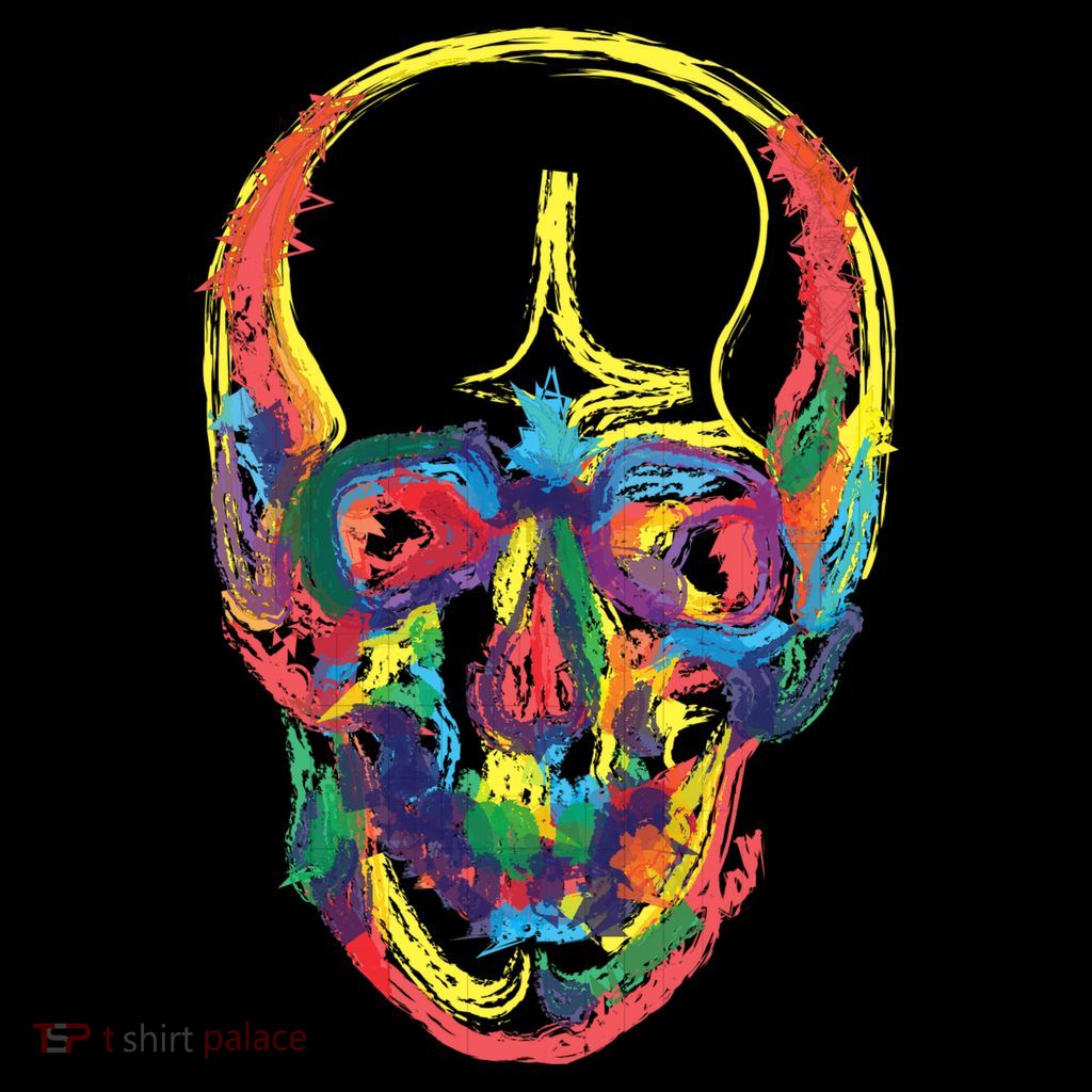 Colorful Human Splatter Skull Ornament