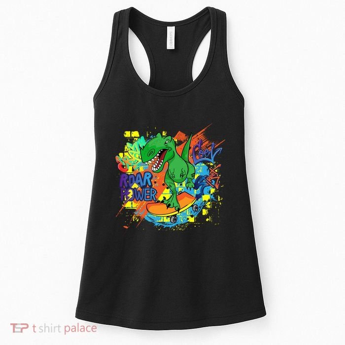 Crazy Cool Skateboarding T-Rex Women's Tank Top | TShirtPalace