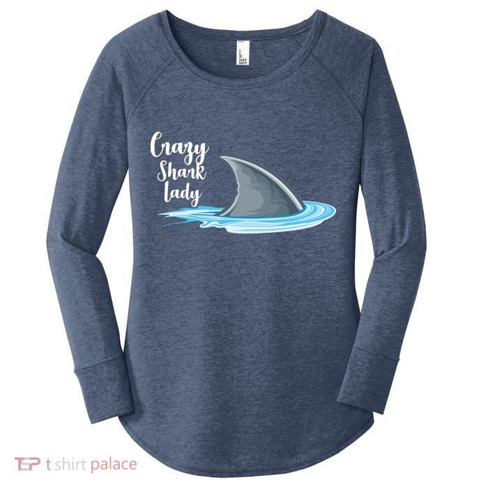 Crazy Shark Lady Women's Perfect Tri Tunic Long Sleeve Shirt | TShirtPalace