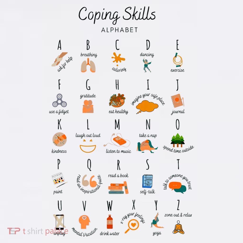 Coping Skills Alphabet Mental Health Awareness Valucap Bio-Washed Visor ...