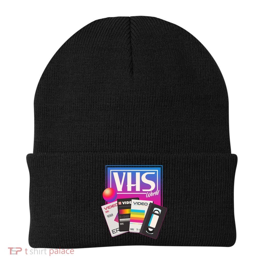 Cool Vintage VHS World Movie Tapes Beanie | TShirtPalace