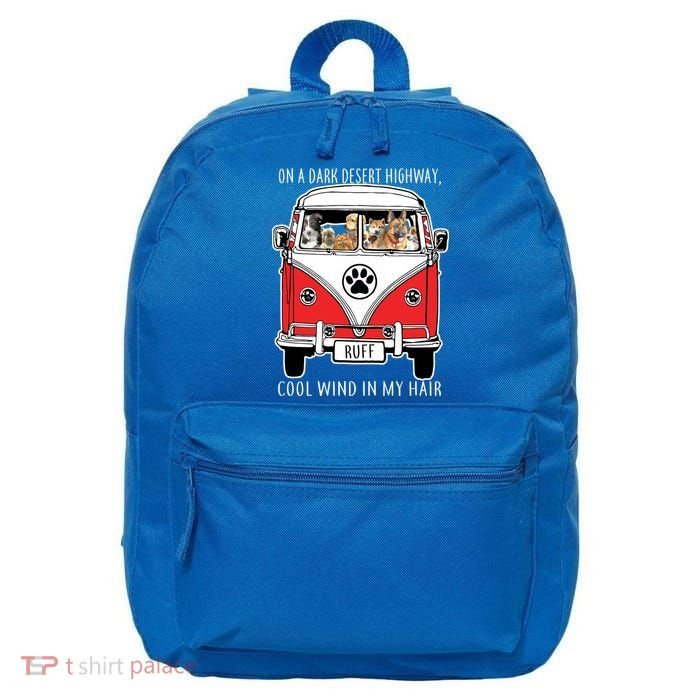 Dark Desert Highway Dog Feel Cool Wind In My Hair 16 in Basic Backpack ...