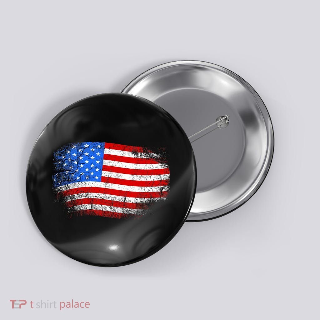 Distressed USA Waving Flag Button | TShirtPalace