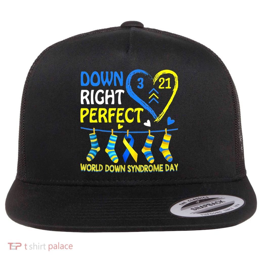 Down Syndrome Awareness Down Right Perfect Flat Bill Trucker Hat ...