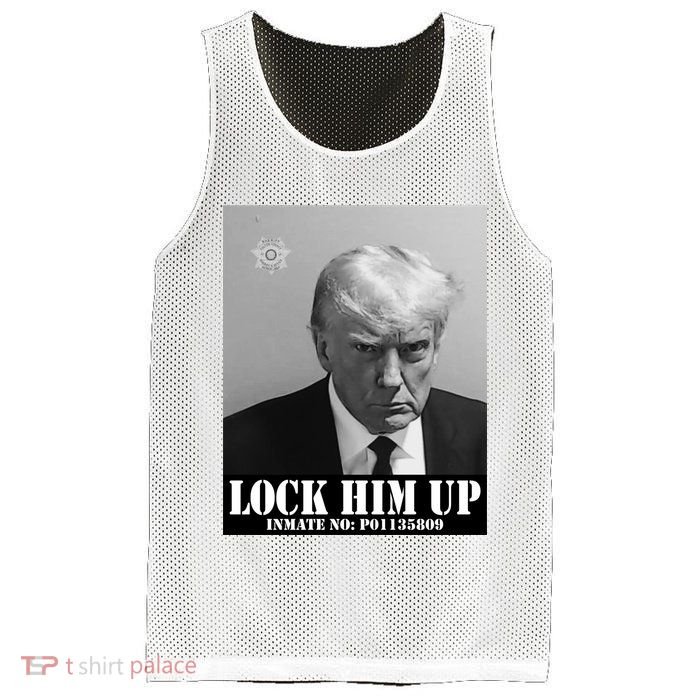 Donald Trump Lock Him Up Inmate Mugshot Mesh Reversible Basketball ...