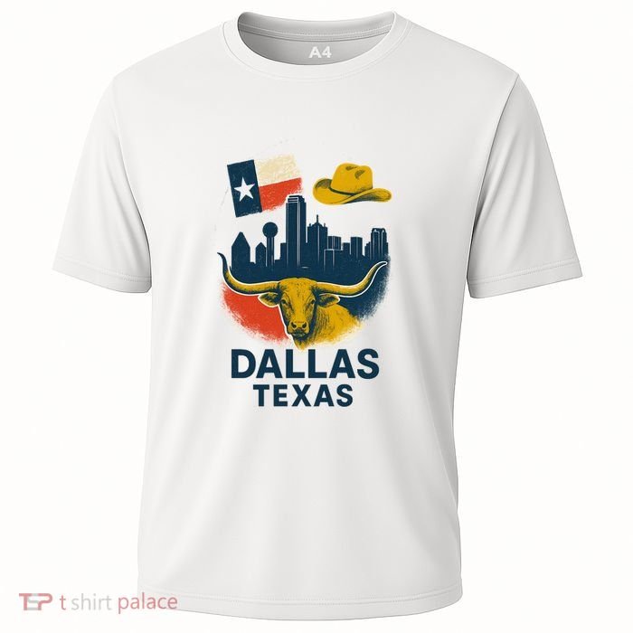 Dallas Texas Modern Collage Cooling Performance Crew T-Shirt | TShirtPalace