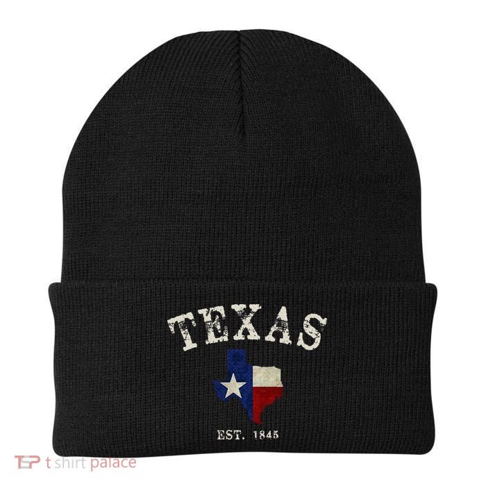 Distressed Texas State Flag Map Knit Cap Winter Beanie | TShirtPalace