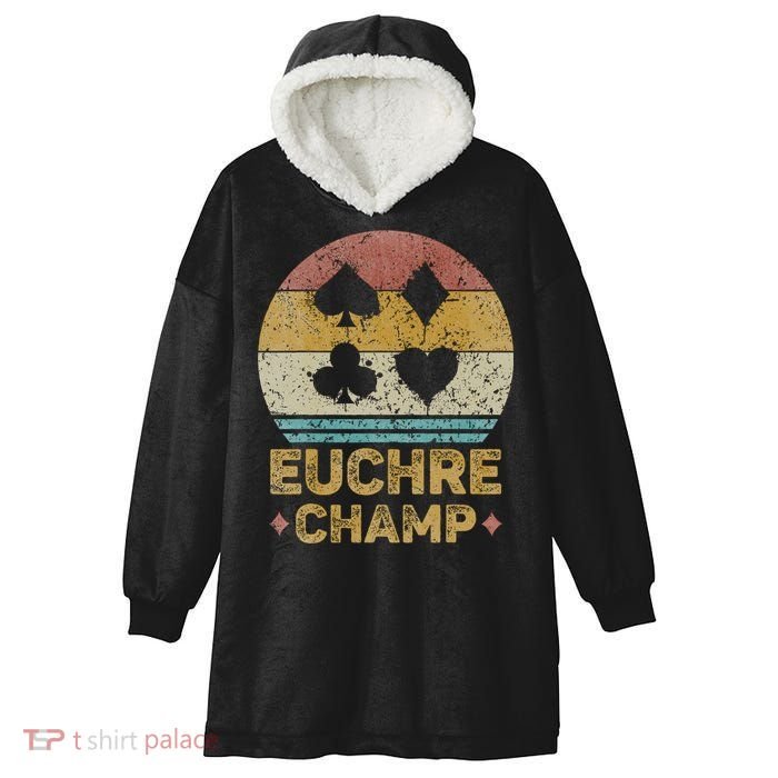 Euchre Champ Funny Vintage Euchre Board Game Hooded Wearable Blanket ...