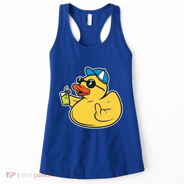 Evil Duck Middle Finger Cheeky Rubber Duck Women's Racerback Tank ...