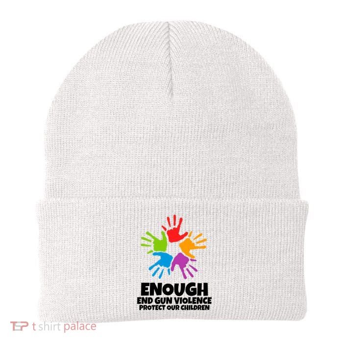 Enough End Gun Violence Protect Our Children Handprint Knit Cap Winter ...
